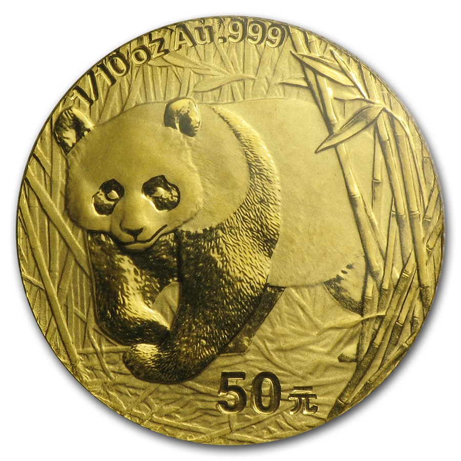 2002 China 1/10 oz Gold Panda BU (Sealed) | 1/10 oz Gold Pandas | APMEX