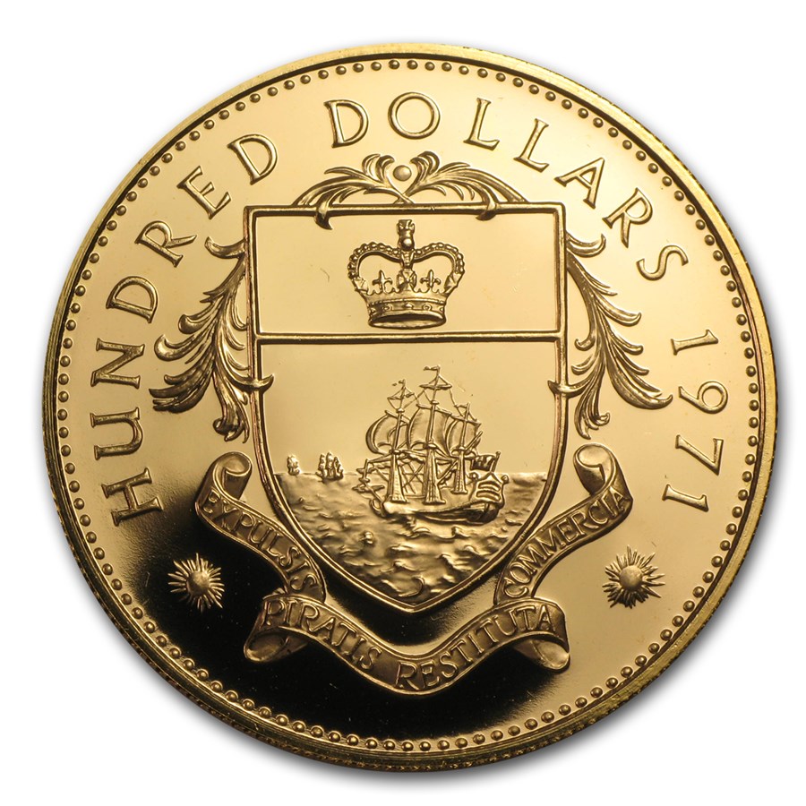 1971 Bahamas Proof Gold One Hundred Dollars | Gold Coins from Bahamas ...