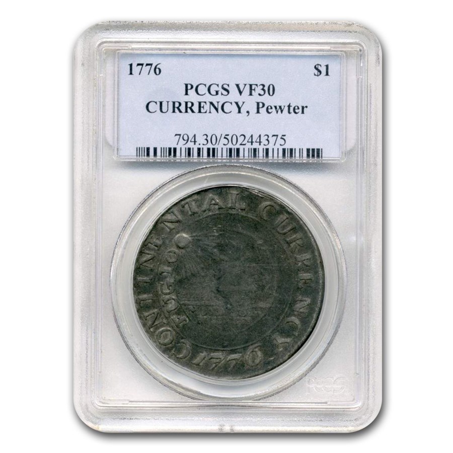 Buy 1776 Continental Currency Dollar Very Fine-30 PCGS (Pewter) Coin ...