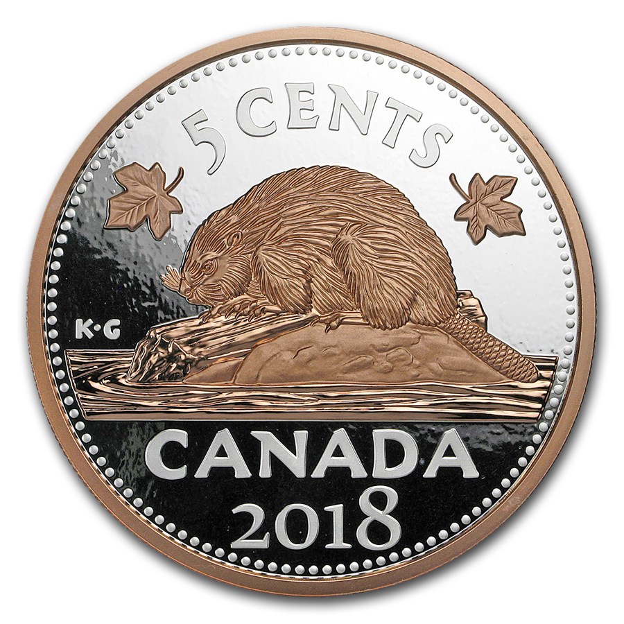 2018 Canada 5 oz Silver $1 Big Coin Series Beaver (5-Cents) For Sale ...