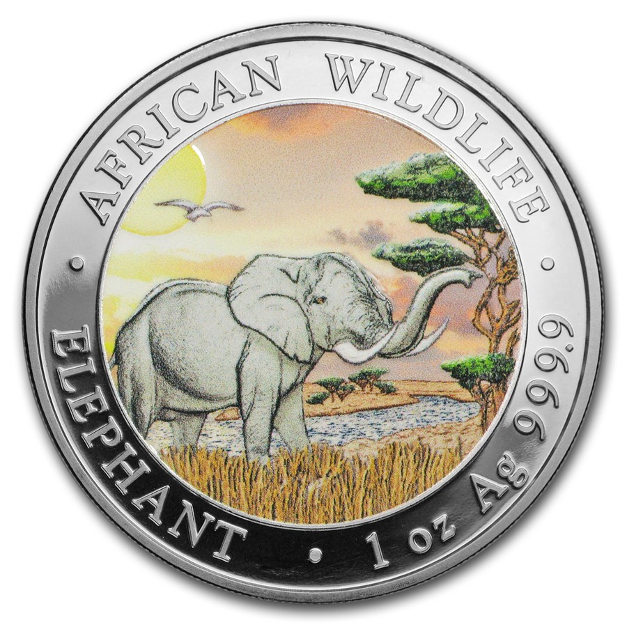 2019 Somalia 1 oz Silver Elephant (Colorized) Coin For Sale | Silver ...