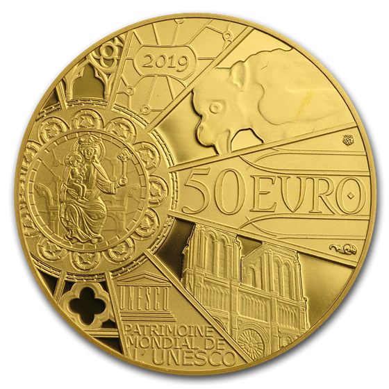 2019 1/4 oz Proof Gold Notre Dame de Paris: Reconstruction For Sale ...