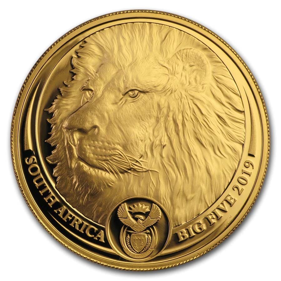 Buy 2019 South Africa 1 oz Proof Gold Big Five Lion Online | 1 oz South ...