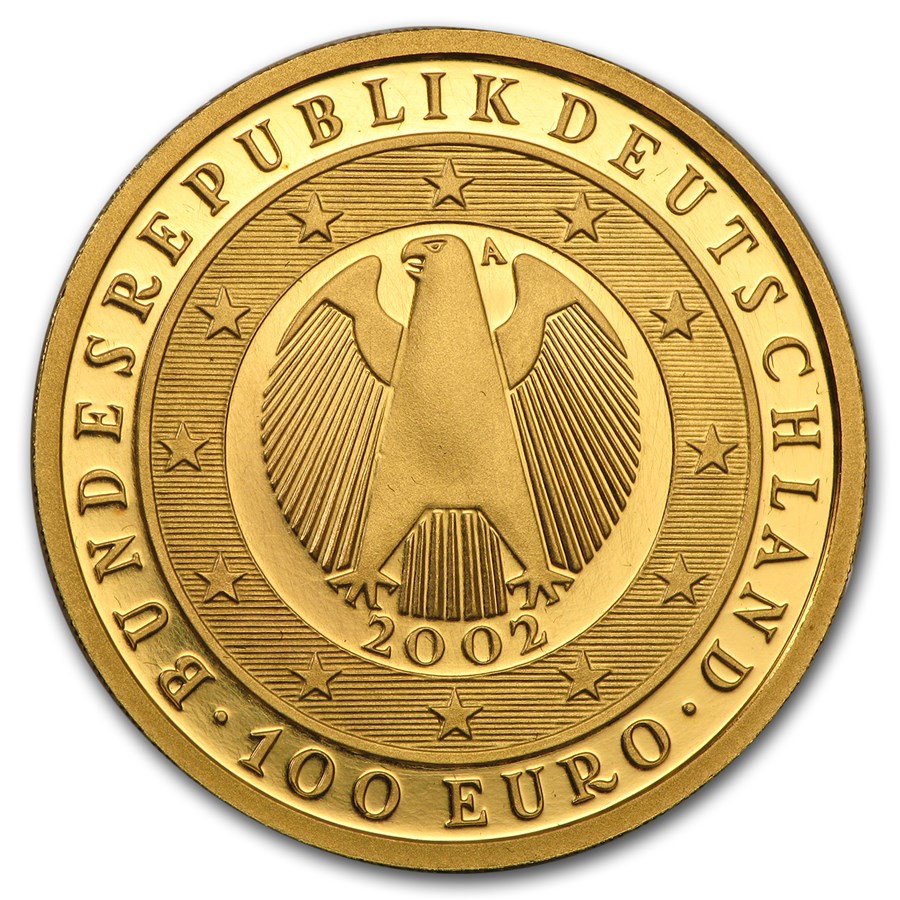 2002 Germany 1/2 oz Gold 100 Euro Introduction of the Euro - Gold Value
