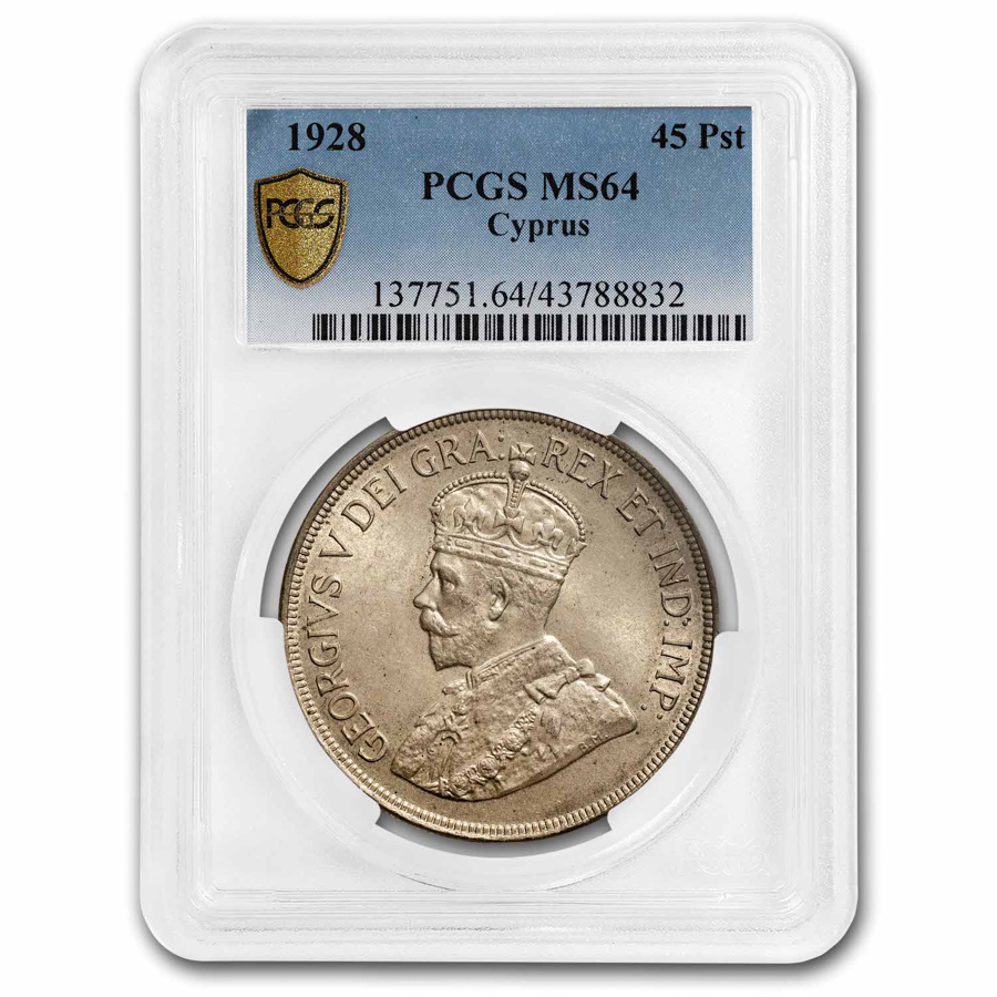 Collectors Corner - 1928 45 Pst Cyprus MS64 PCGS - #64659788