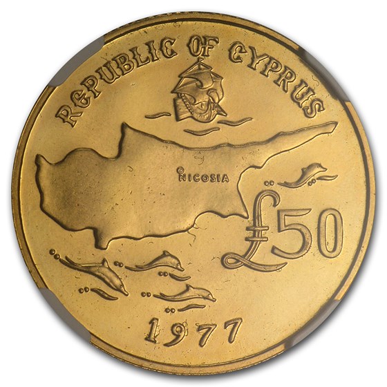 1977 Cyprus Gold 50 Pound MS-67 NGC | Gold Coins from Cyprus | APMEX