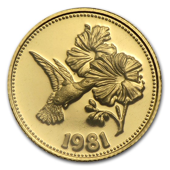 1981 Belize Proof Gold 50 Dollars Hummingbird | Gold Coins from Belize ...