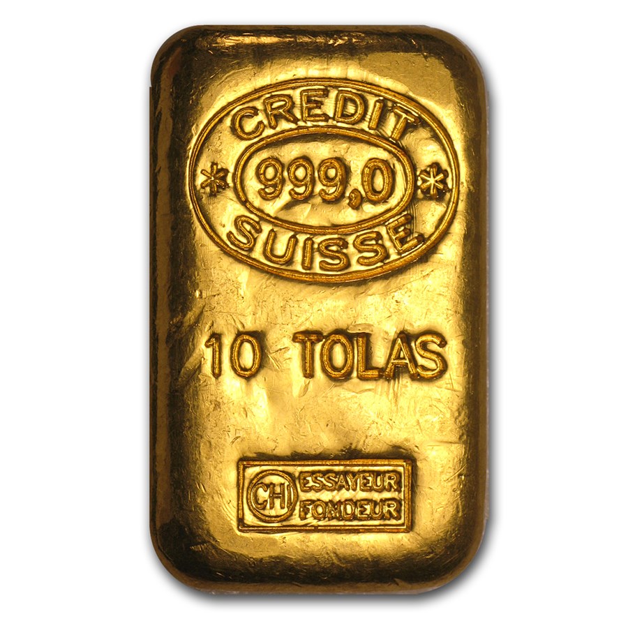 10 Tolas Gold Bar - Credit Suisse (3.75 oz) | Credit Suisse (Gold Bars ...
