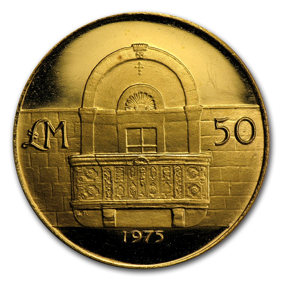 1975 Malta 50 Pounds Gold (AGW .4422) | Gold Coins from Malta | APMEX