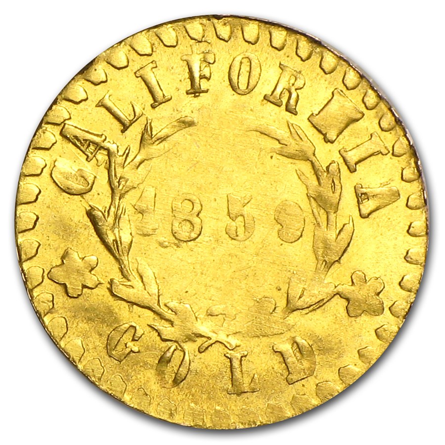 1859 Indian Round California Gold Token BU | California Fractional ...