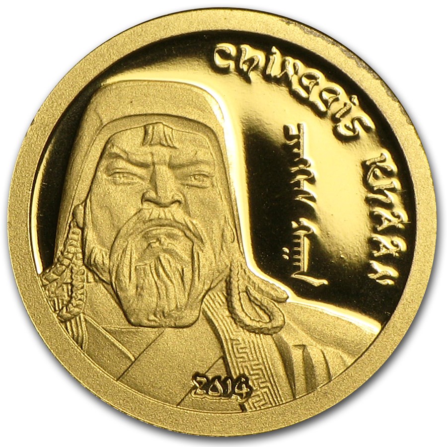 2014 Mongolia 1/2 gram Proof Gold 1000 Togrog Chinggis Khaan | Gold ...