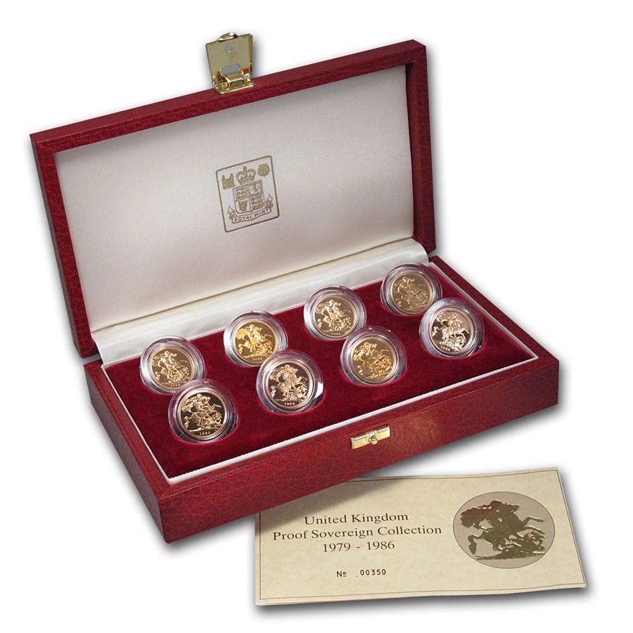 1979-1986 Great Britain 8-Coin Gold Sovereign Proof Set | British Royal ...