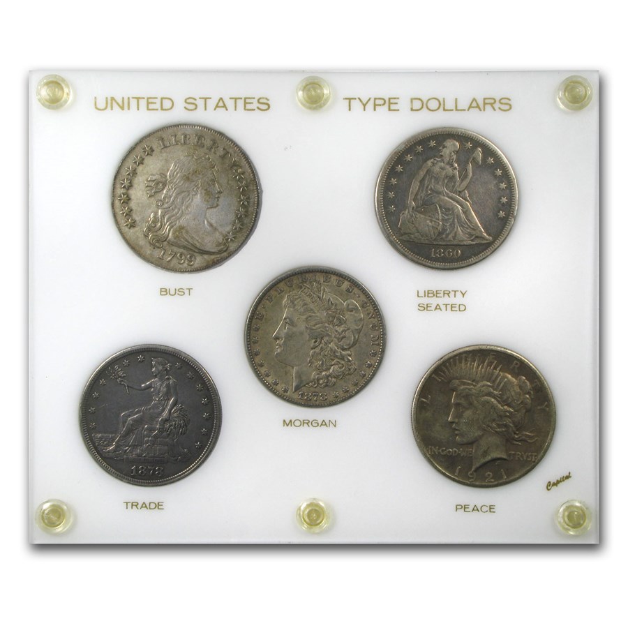 Silver Dollar Type Set - Bust, Seated, Trade, Morgan, Peace | Early ...