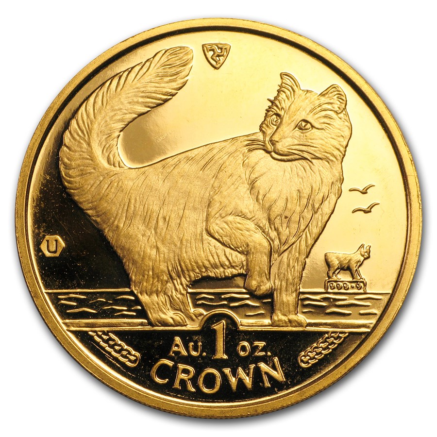 1991 Isle of Man 1 oz Gold Norwegian Cat BU | Gold Coins from Isle of ...