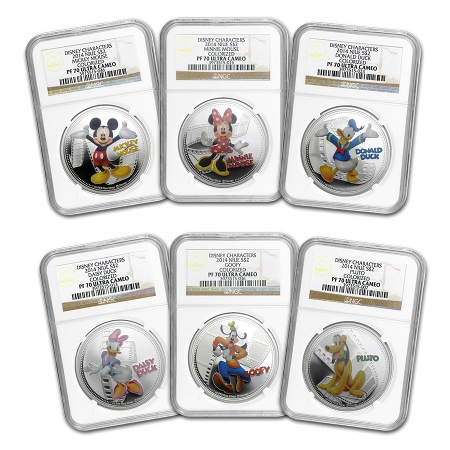2014 Niue 6-Coin Silver $2 Disney Mickey & Friends Set PF-70 NGC | New ...