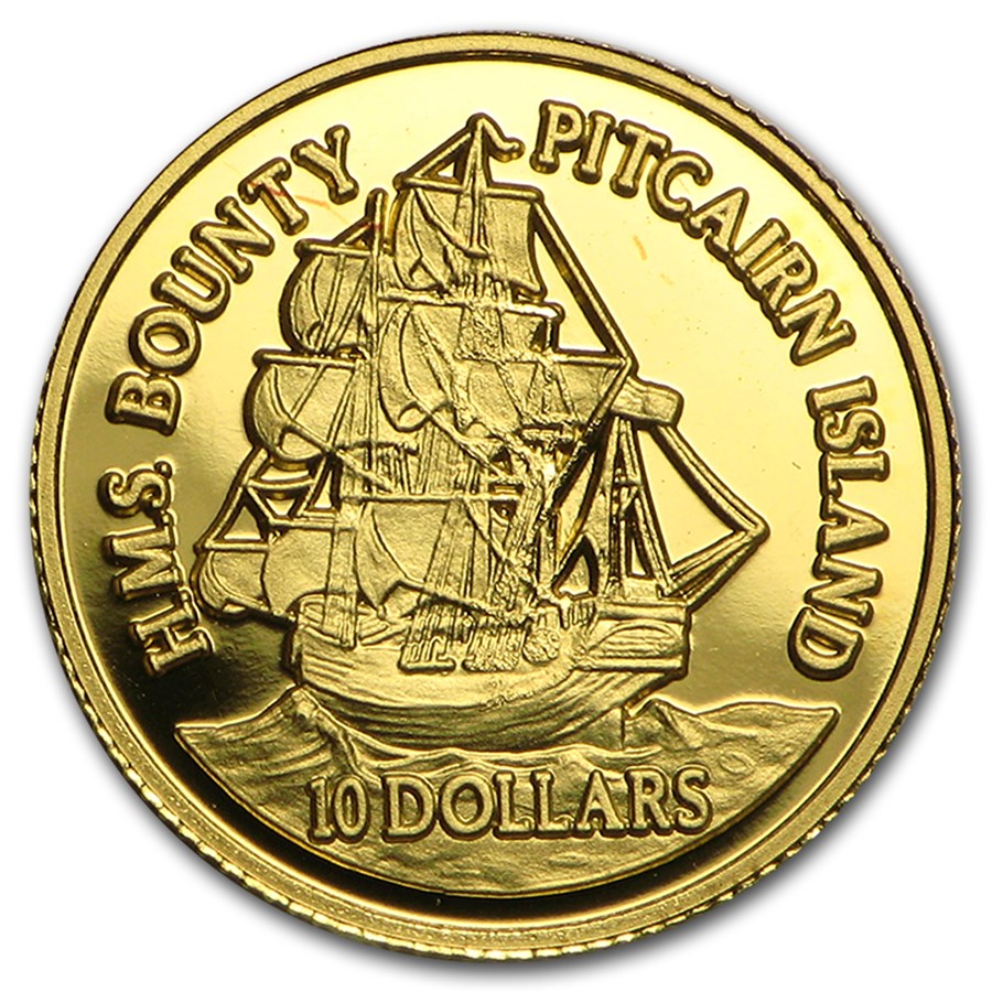 1999 Pitcairn Islands Gold $10 HMS Bounty | Gold Coins from Pitcairn ...