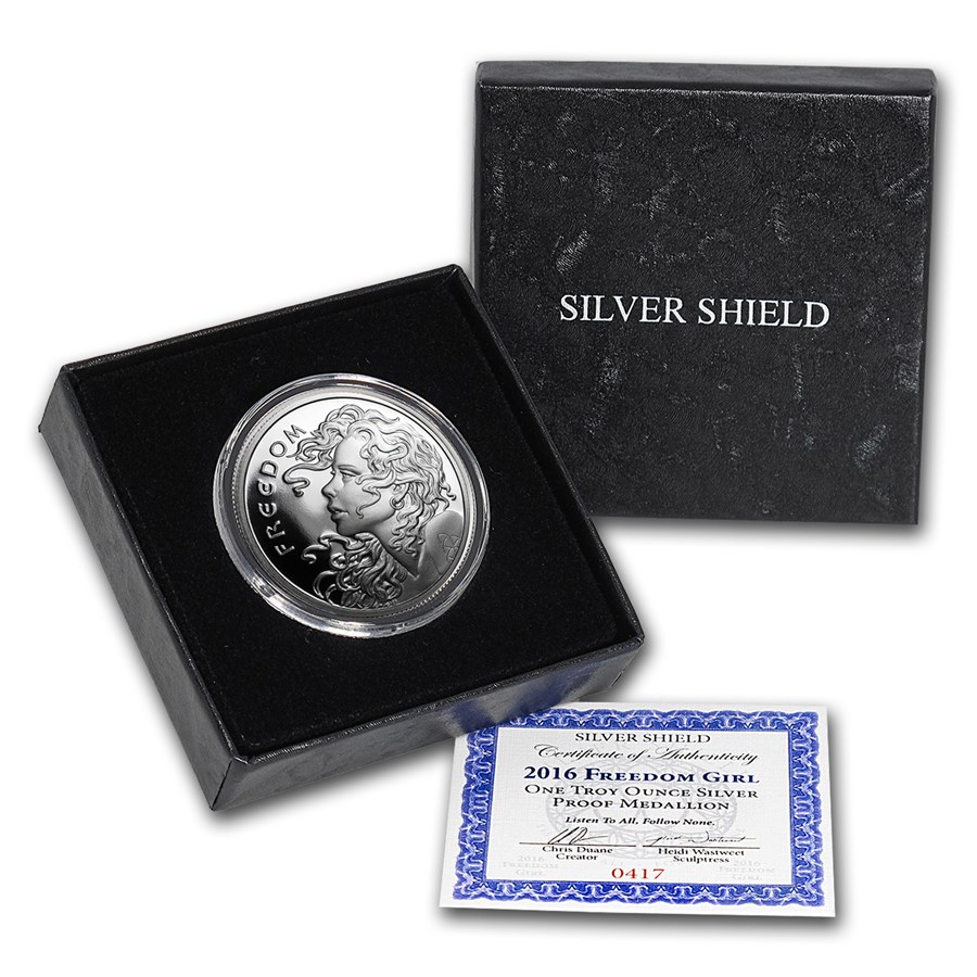 2016 1 oz Silver Round - Freedom Girl Proof (w/Box & CoA | Silver ...