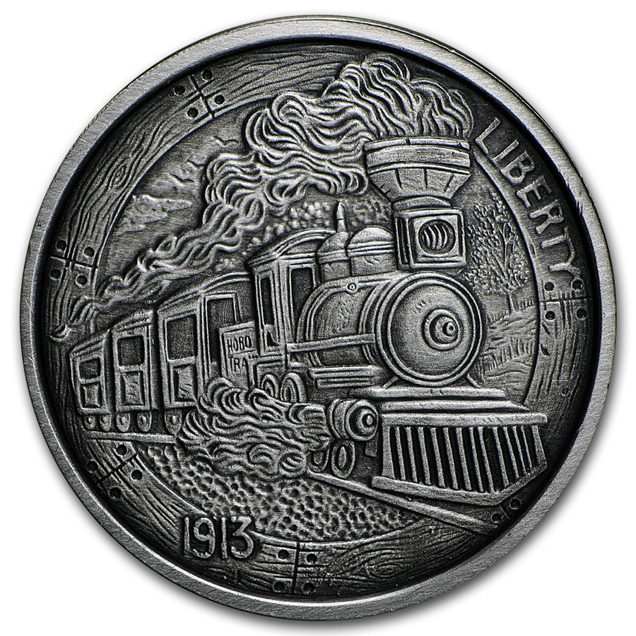 1 oz Silver Antique Round - Hobo Nickel Replica (The Train) | 1 oz ...