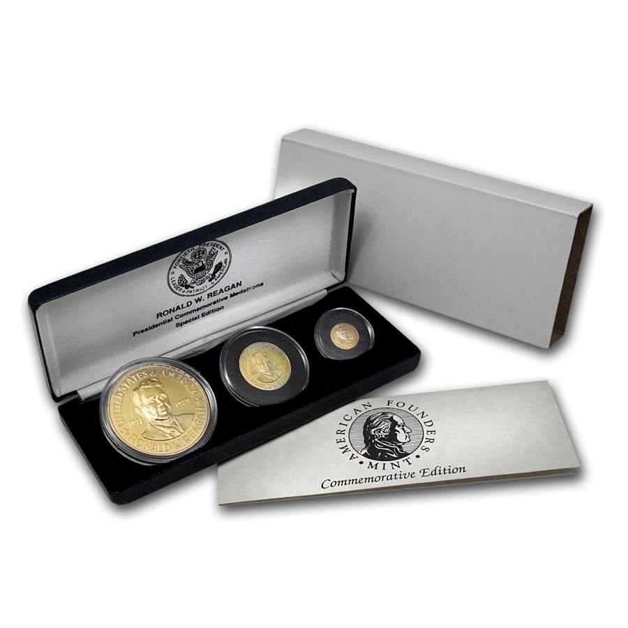 Buy .04 oz Gold Round - Ronald Reagan Commemorative Medallions Set | APMEX