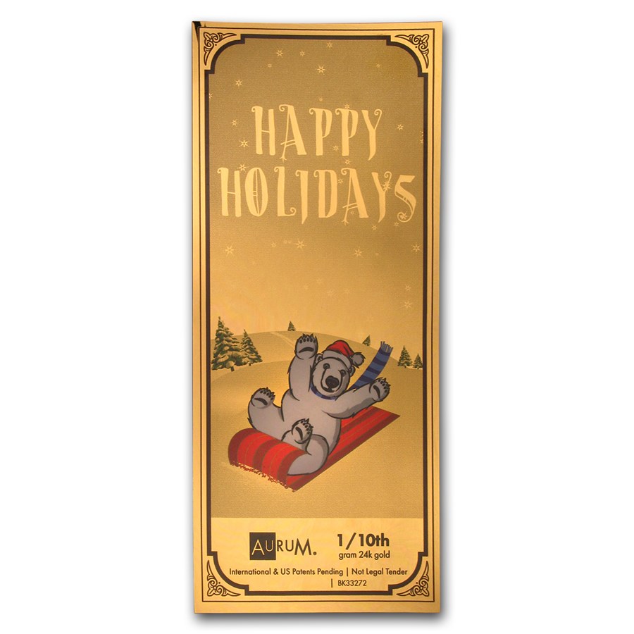 Buy 1/10 gram Gold Aurum Note - Happy Holidays - Polar Bear, 24K | APMEX