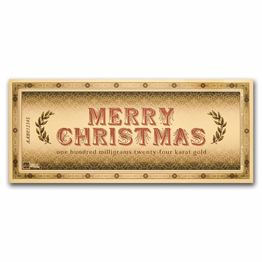 1/10 gram Gold Aurum Note - Merry Christmas Classic, 24K