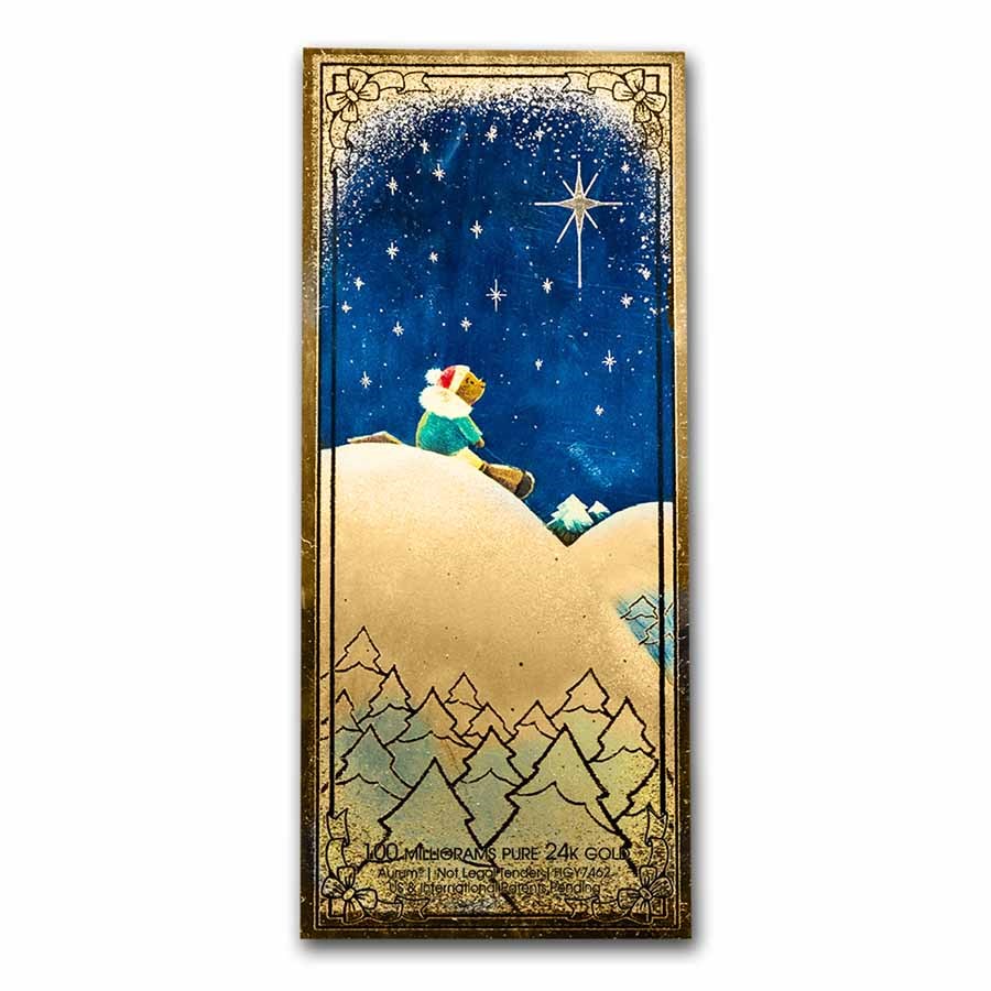 Buy 1/10 gram Gold Aurum Note - Merry Christmas - Sled, 24K | APMEX