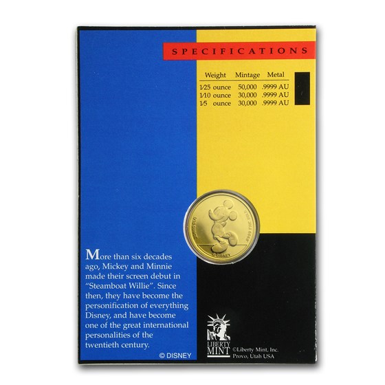 Buy 1/10 oz Gold Round - Mickey Mouse (Original Packaging) | APMEX