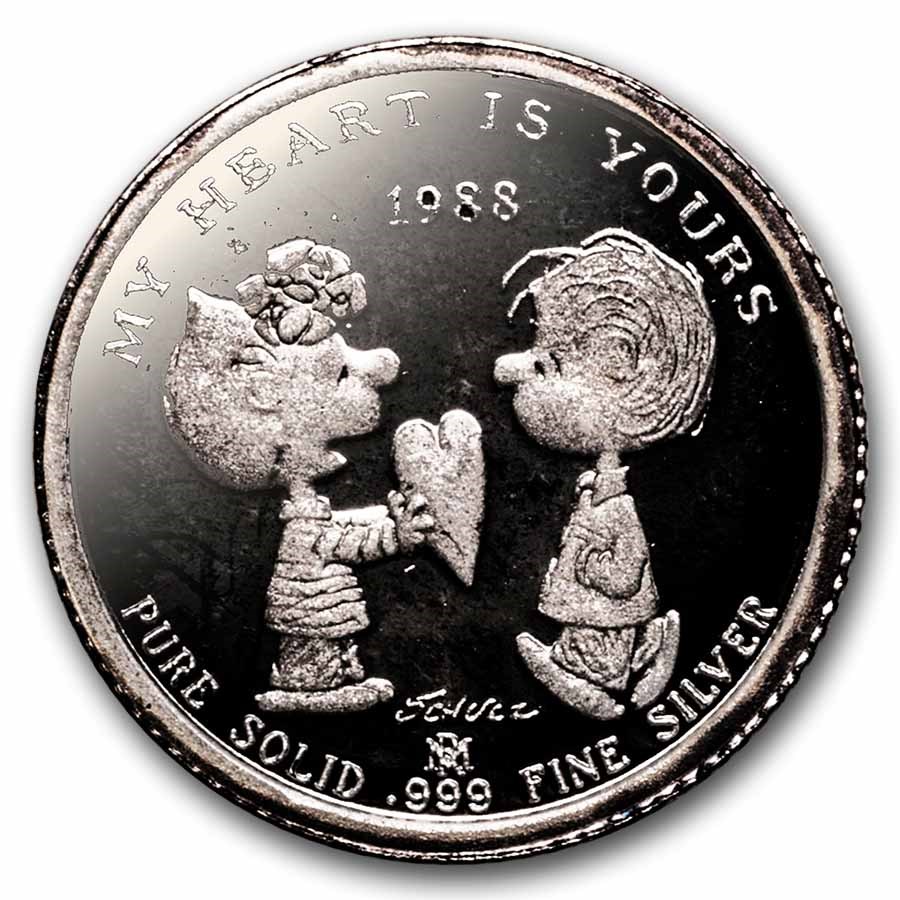 1/10 oz Silver Round - Peanuts (Rarities Mint, My Heart Is Yours)