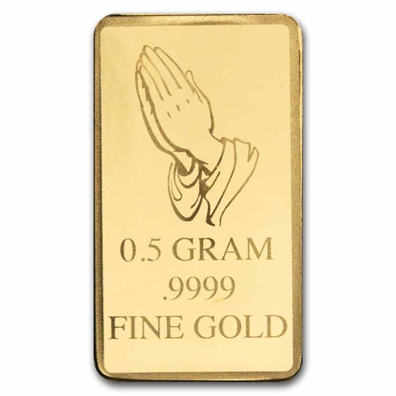 1/2 gram Gold Bar - Angel & Praying Hands (Dove & Cross Card TEP)