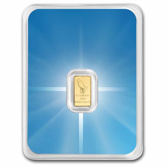 1/2 gram Gold Bar - Angel & Praying Hands (Dove & Cross Card TEP)