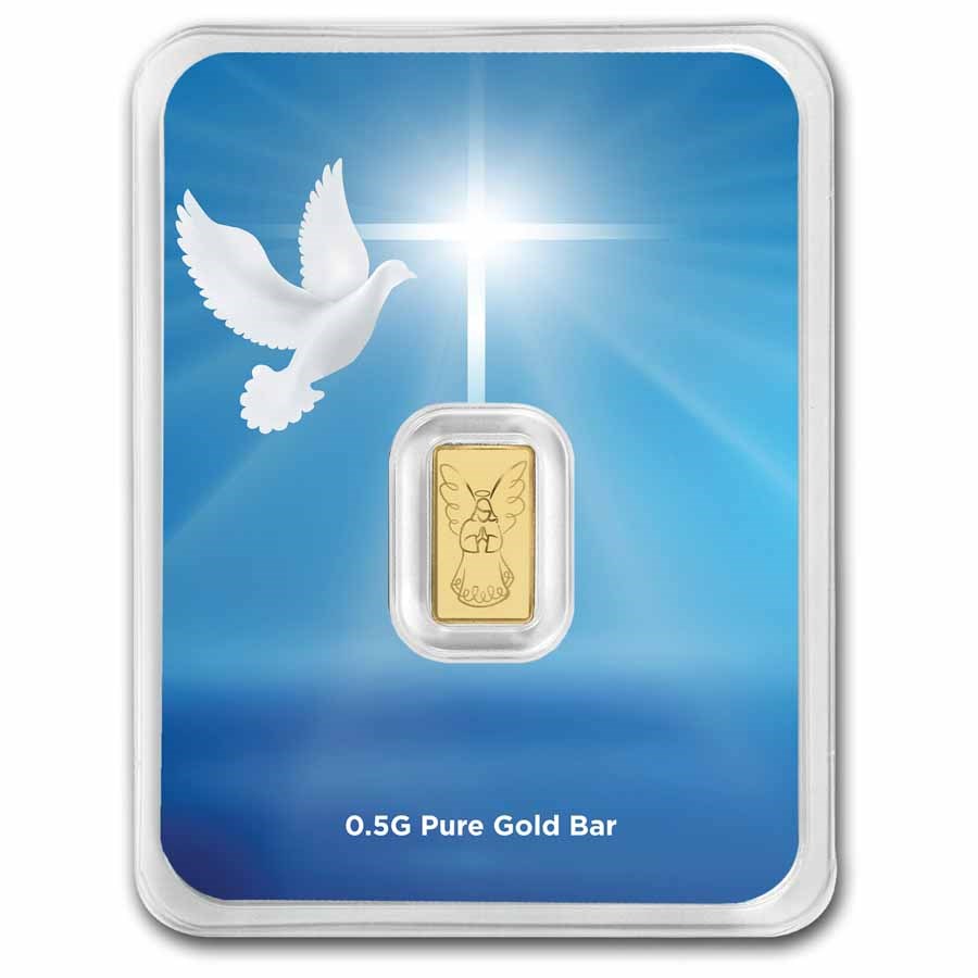 1/2 gram Gold Bar - Angel & Praying Hands (Dove & Cross Card TEP)