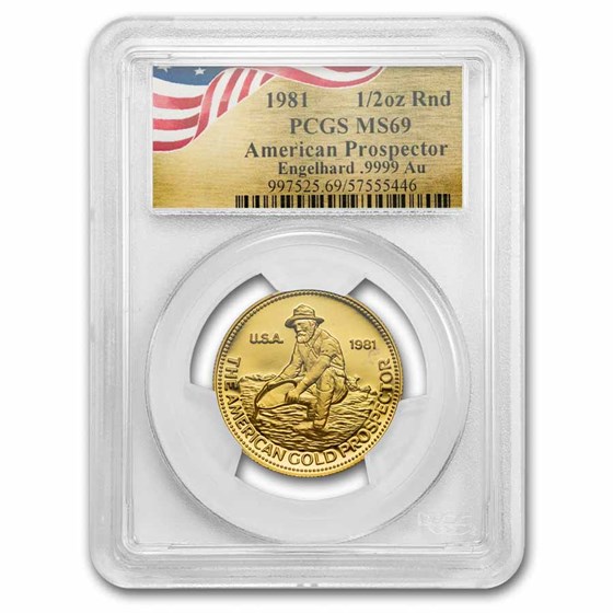 1/2 oz Gold Round - 1981 Engelhard Prospector MS-69 PCGS