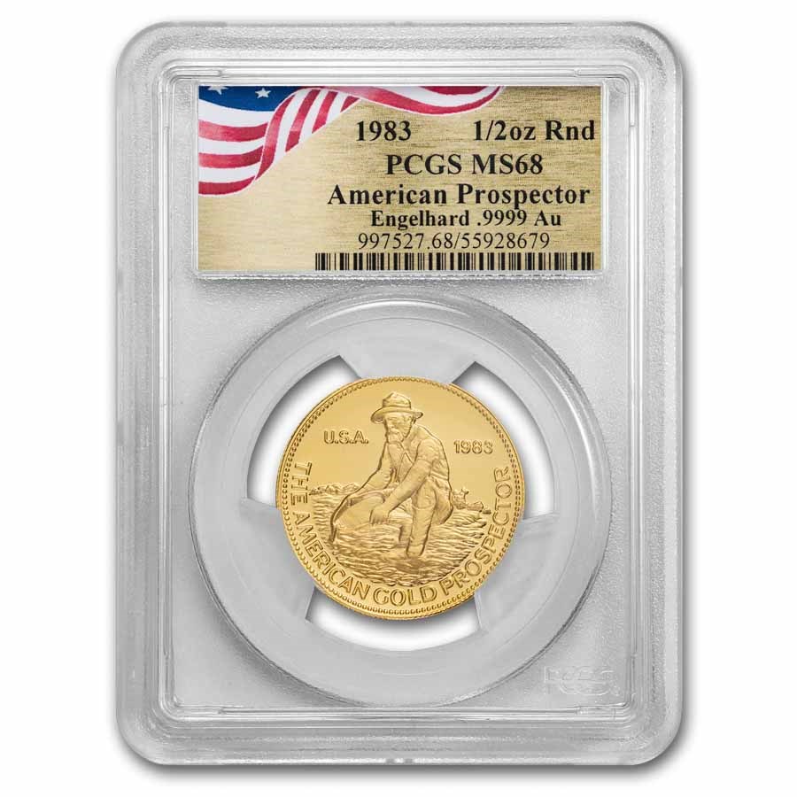 1/2 oz Gold Round - 1983 Engelhard Prospector MS-68 PCGS