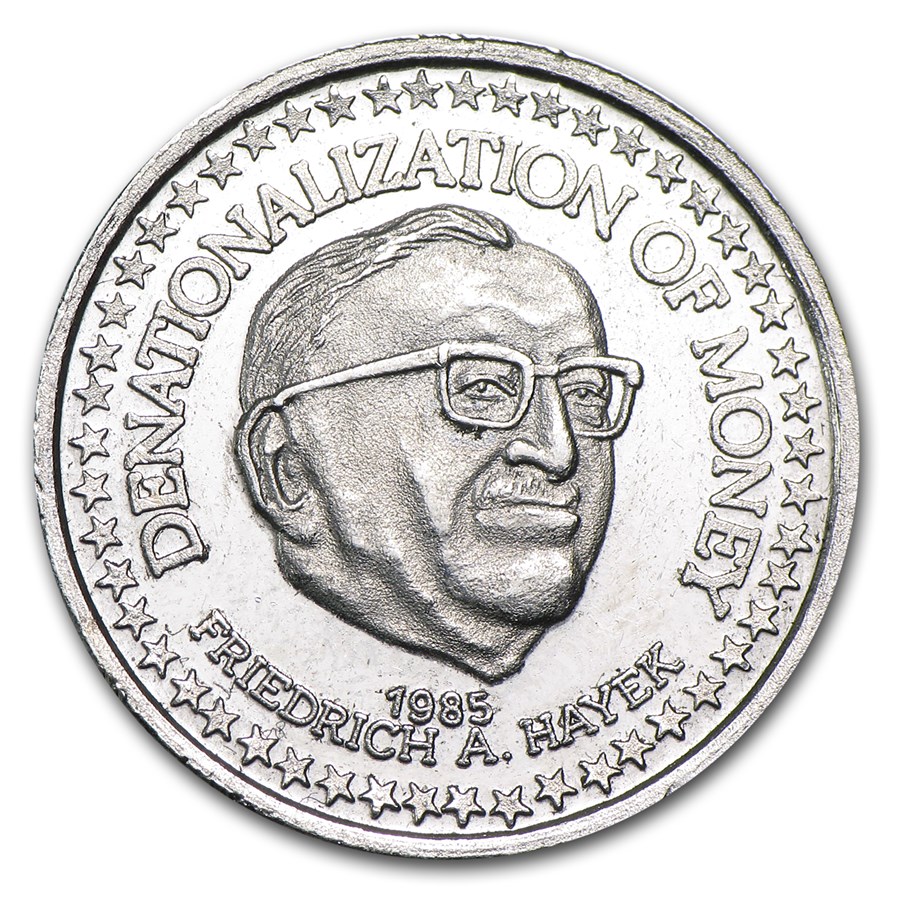 Buy 1/2 oz Platinum Freidrich Hayek Denationalization of Money | APMEX