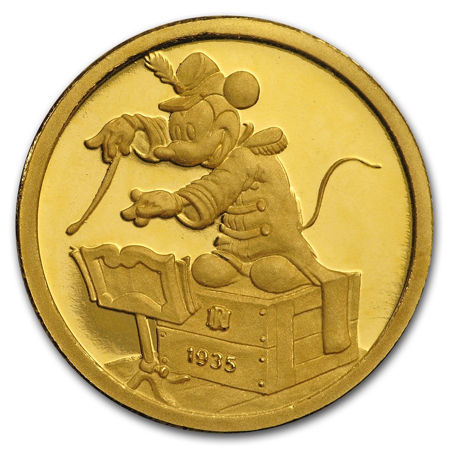 Buy 1/4 oz Gold Round - Walt Disney (Mickey, Band Conductor) | APMEX