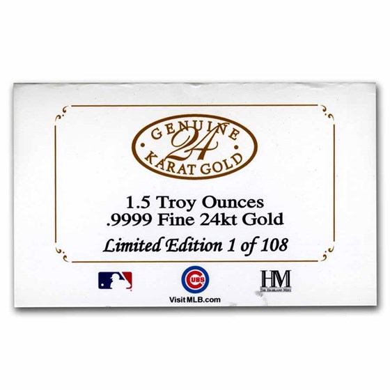 Buy 1.5 oz Gold Round - Highland Mint - Chicago Cubs 2016 Champions | APMEX