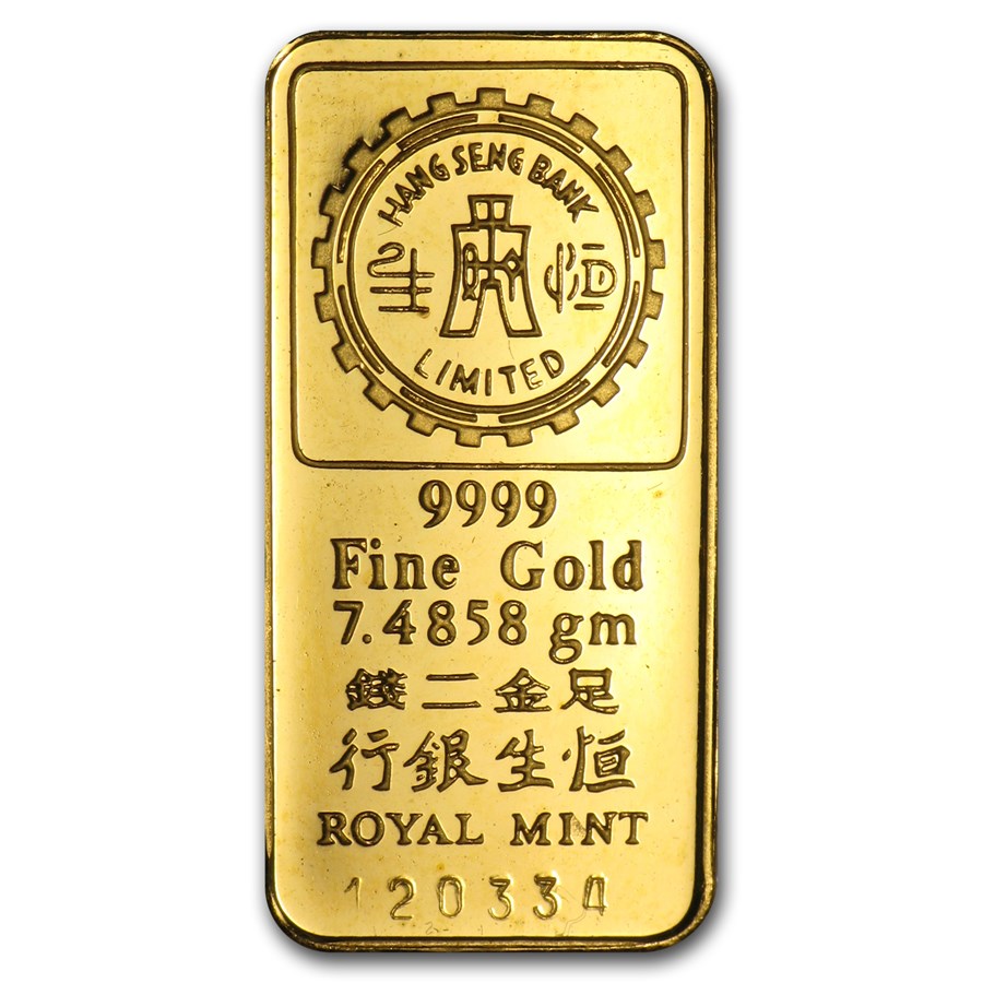 Buy 1/5 Tael Gold Bar - Hang Seng Bank (.24 oz) | APMEX