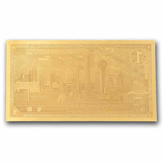 1 Dallas Fort Worth Texas Goldback Gold Note 24K