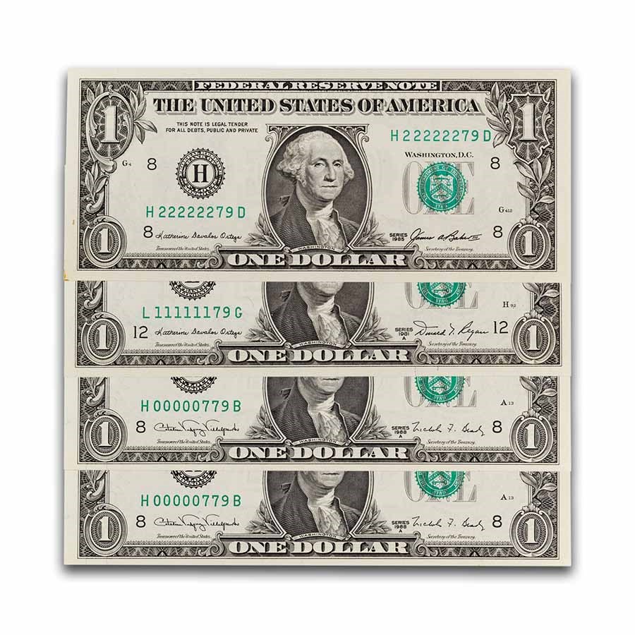 Buy $1 FRN Fancy Serial Number Set (Four Notes) | APMEX