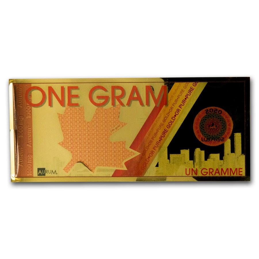 Buy 1 gram Gold Aurum Note - One Thousand Milligrams (Maple Leaf) | APMEX