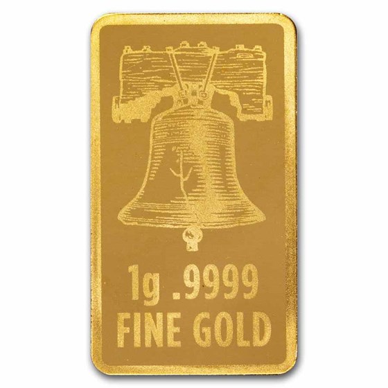 1 gram Gold Bar - American Betsy Ross Flag & Liberty Bell