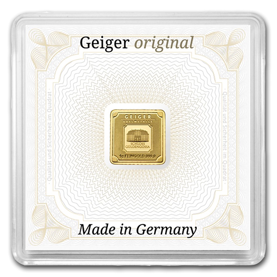 Buy 1 gram Gold Geiger Edelmetalle Gold Bar in Assay | APMEX