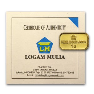 Buy 1 gram Gold Bar - Logam Mulia (w/assay) | APMEX