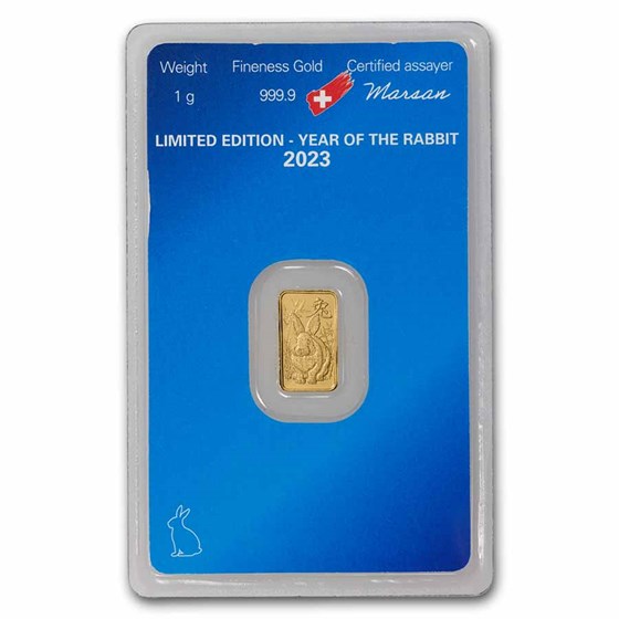 Buy 1 gram Gold Bar - Lunar Year of the Rabbit Argor-Heraeus (Assay ...