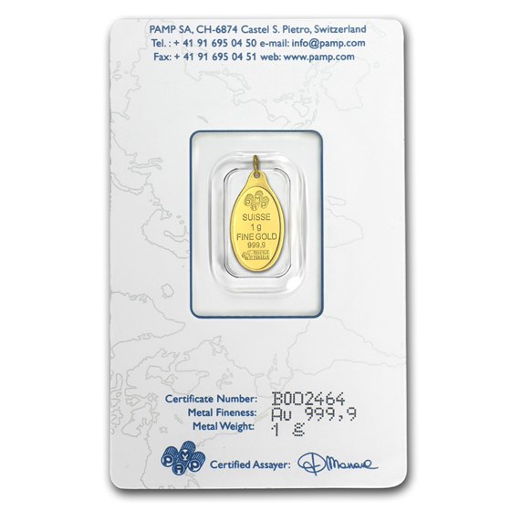 Buy 1 gram Gold Pendant - PAMP Suisse (Fortuna, Oval) | APMEX