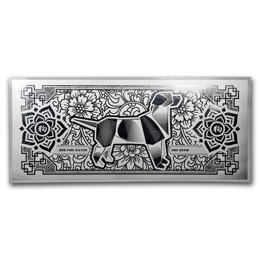 Buy 1 gram Silver Foil Note - APMEX 2018 Year of the Dog | APMEX