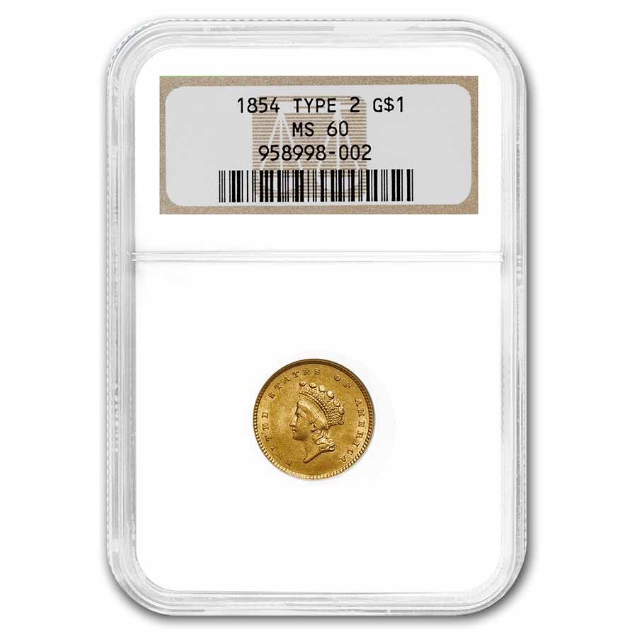 Buy $1 Indian Head Gold Dollar Type 2 MS-60 NGC/PCGS | APMEX