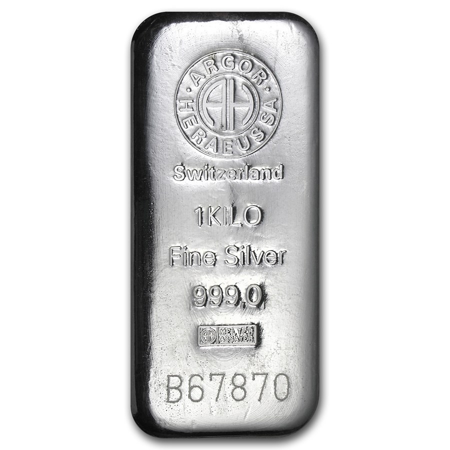 Buy 1 kilo Cast-Poured Silver Bar - Argor-Heraeus (Switzerland) | APMEX