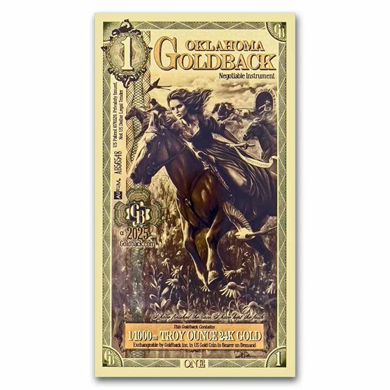 1 Oklahoma Goldback - Aurum Gold Foil Note (24k)