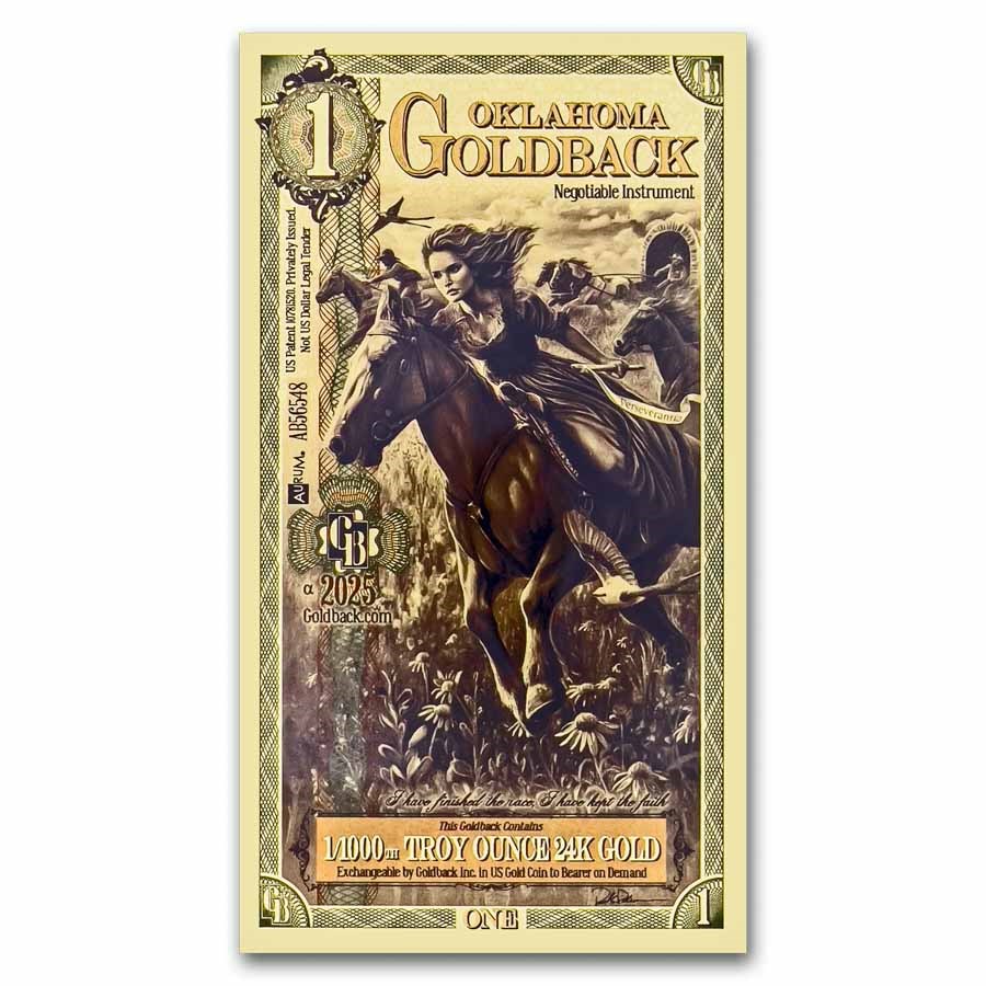 1 Oklahoma Goldback - Aurum Gold Foil Note (24k)
